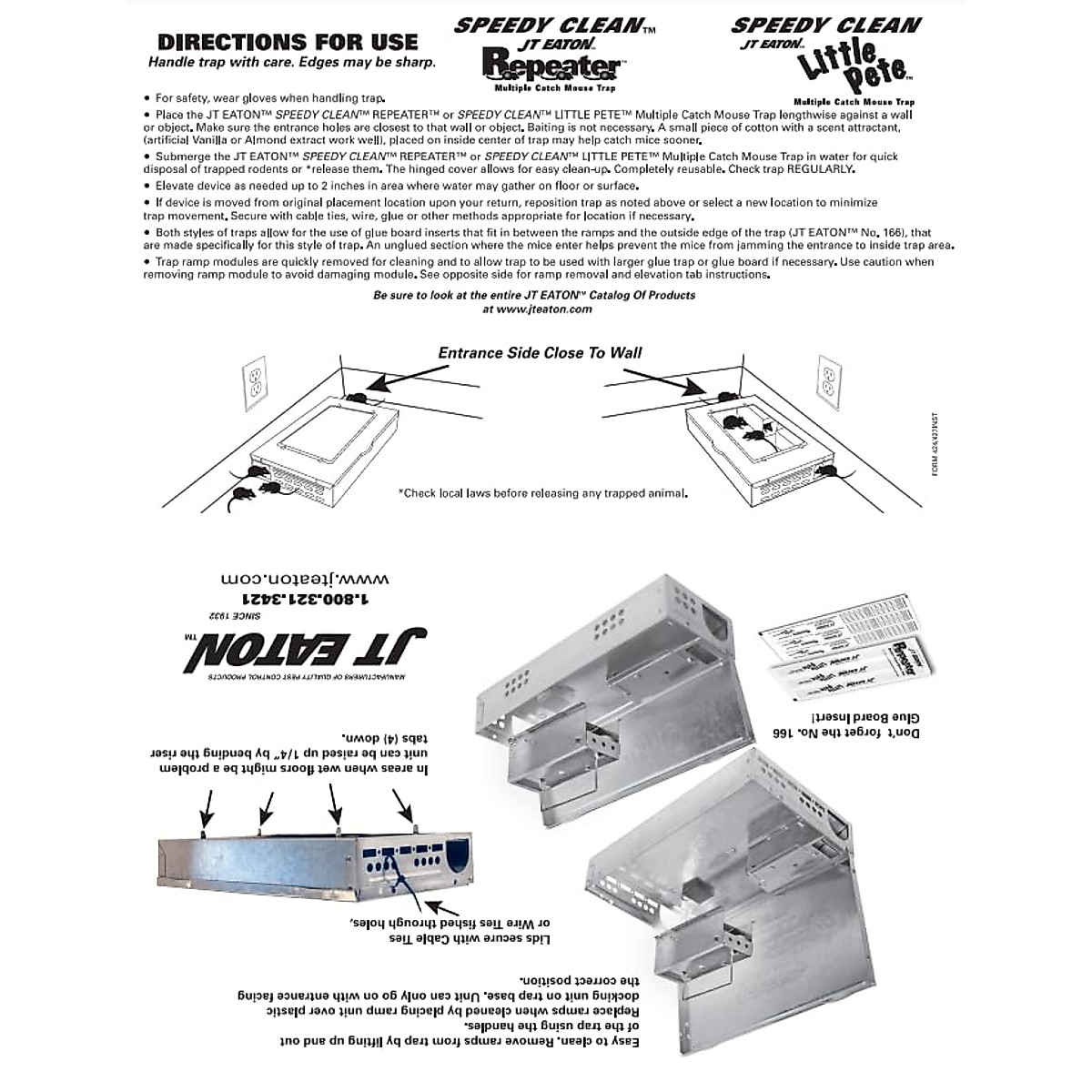 JT Eaton 427-WH Little Pete Slim Multi Catch Mouse Trap with Solid Lid, Speedy Clean Ramps, White Powder Coat, No Bait or Poison Needed, Pack of 12