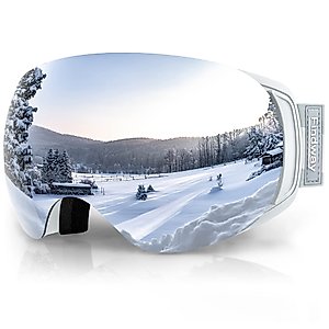 findway Ski Goggles Pro for Women & Men-100% UV 400 Protection-Interchangeable Lens,Anti Fog Over Glasses Snowboard Goggles