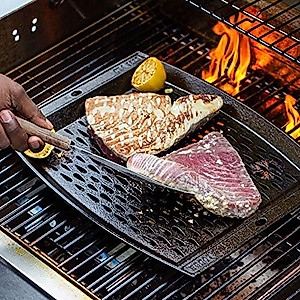 Lodge L15RCGT 15"x12" Cast Iron Grill Topper, Black