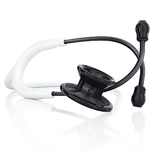 MDF Instruments MD One Epoch Lightweight Titanium Stethoscope, Adult, Free-Parts-for-Life, White Tube, Blackout Chestpiece-Headset, MDF777TBO29