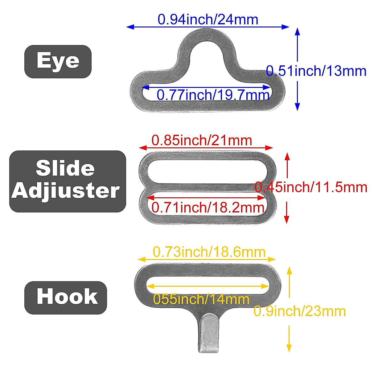 100 Sets Adjustable Bow Tie Hardware Clip Set, Metal Cravat Clip Hook Fastener for Necktie Strap