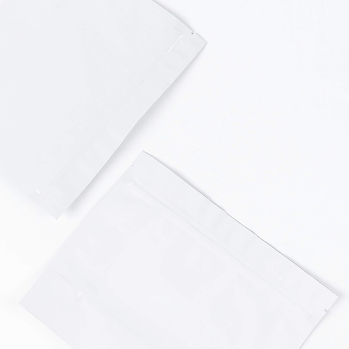 QQ Studio Pack of 100 Double-Sided Glossy Wide Mouth Smell Proof Stand Up Resealable Pouch Bags (Glossy White, 8.25x6.5" (7oz))