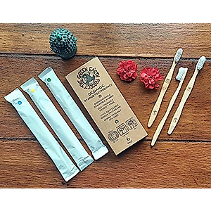 Organic Bamboo Toothbrushes - Eco-Friendly & Compostable 100% Biodegradable Wooden Handles - Durable BPA-Free Medium Soft Bristles - Vegan Manual Toothbrush for Adults with Sensible Gums (6Pack)
