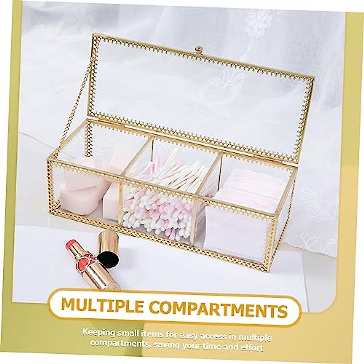 Holibanna Box Jewelry Storage Box Compartment Makeup Case Jewelry Display Boxes Tea Holder for Tea Bags Organizer Jewelry Storage Organizer Drawer Organizer with Lid Glass Jewelry Box Office