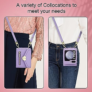 phone flip case Compatible with Samsung Galaxy Z Flip 5 Case with Card Holder and PU Leather Wallet Case Compatible with Women Girls 360 Shockproof Full Body Protection Bumper Shockproof Flip Case pho