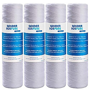 GOLDEN ICEPURE 5 Micron 10" 2.5" Whole House String Sediment Water Filter Compatible with Dupont WFPFC4002, EPW2, EPW2VC, EPW2C, WP-5, AP110, CFS110, WFPFC4002, CW-MF 4PACK