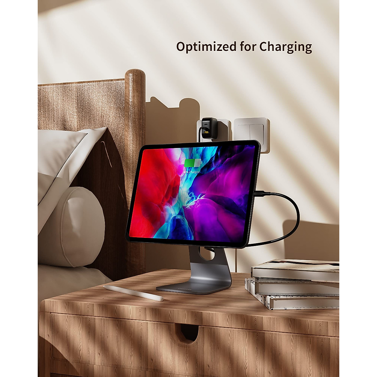 LULULOOK Compatible with Magnatic iPad Stand, Aluminum Tablet Holder Adjustable Desktop Stand Holder