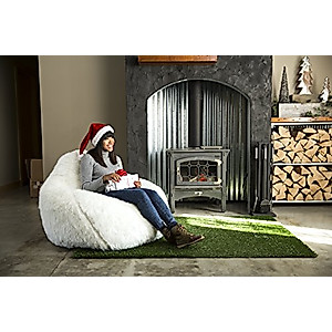 Big Joe Teardrop Bean Bag Chair, Ivory Shag Fur, 3ft Big