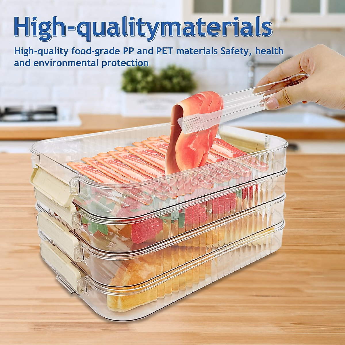 Sibosen Deli Meat Containers for Fridge and Refrigerator Organizing, With Lids - Bacon Cheese Container