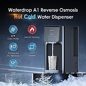 [Hot and Cold] Waterdrop WD-A1 Countertop Reverse Osmosis System, NSF/ANSI 58 Standard, Bottleless Water Cooler, 6 Temperature Settings Hot Cold & Room Water Dispenser, 2:1 Pure to Drain