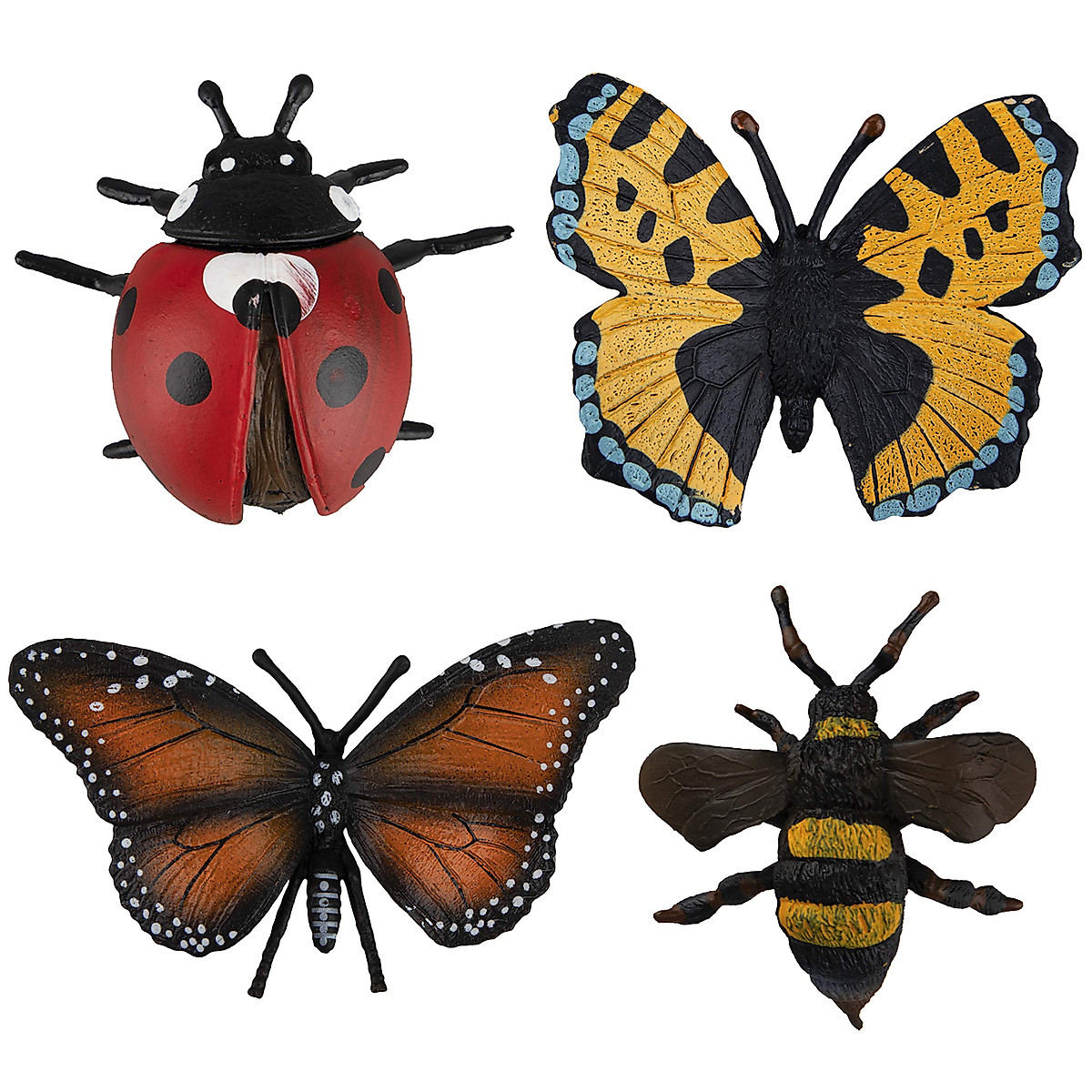 Toymany 12PCS Realistic Bugs Figures Toys - Plastic Insects Figurines Set with Bee Beetle Mantis Spider Ladybug Butterfly Scorpion - Halloween Party Favor School Project Gift for Kids Toddlers