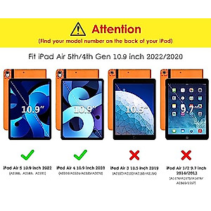 DTTO iPad Air 5th Generation Case (2022) / iPad Air 4th Generation Case (2020) 10.9 Inch, Premium Leather Business Folio Stand Cover with Pencil Holder [2nd Pencil Charging] for iPad Air 5/4, Orange