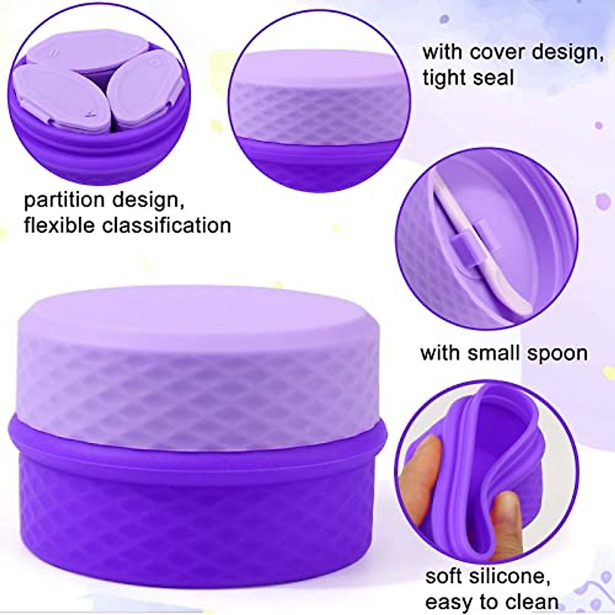 Juome Travel Containers for Toiletries, Silicone Travel Size Containers with Lid, Leak-proof Travel Jars for Creams Travel Essentials Accessories Kit for Cosmetic Makeup Cream for Women (Purple)