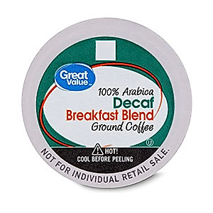 Great Value Decaf Breakfast Blend Ground Coffee Single Serve Cups, Medium Roast, 15.1 oz, 48 Count