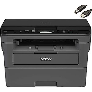 Brother HL-L2390DW Compact Monochrome All-in-One Laser Printer, Print Scan Copy, Auto 2-Sided Printing, 2400 x 600 dpi, 32 ppm, 250 Sheets, Compatible with Alexa, Bundle with JAWFOAL Printer Cable