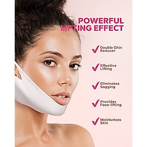 FairyFace V Line Lifting Mask, 5 Count Double Chin Reducer, Lifting Hydrogel Collagen Mask with Aloe Vera and Seaweed, Hydrating and Anti-aging, Creating a V-shaped Face Full of Vitality