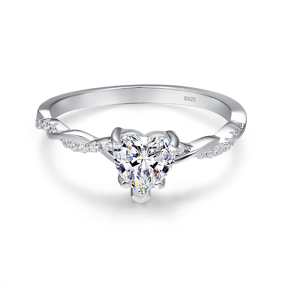 OLIVIASO 1.25ct Heart Rings for Women - 925 Sterling Silver Promise Rings for Women, Engagement Rings for Women, Cubic Zirconia Ring Size 5
