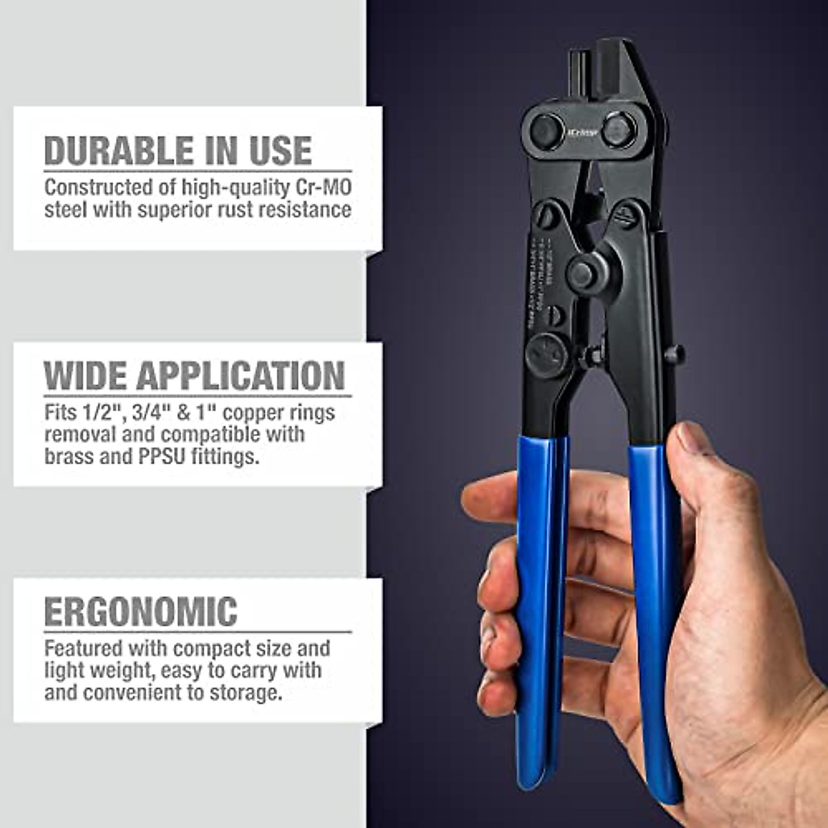 Copper Ring Removal Tool Decrimping Tool for ASTM F1807 1/2",3/4"and 1" PEX Ring