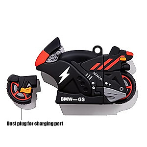 Yatchen Unique Case Compatible with AirPods Pro ,Creative Fun 3D Cartoon Motociclo Design AirPods Cover Case Cool Skin Soft Rubber Shockproof Protective Case (AirPods Pro, Red)