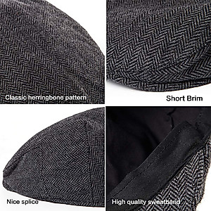 LADYBRO Flat Hat Caps for Men - Black Cabbie Hat Large XL Newsboy Hats Men Ivy Cap