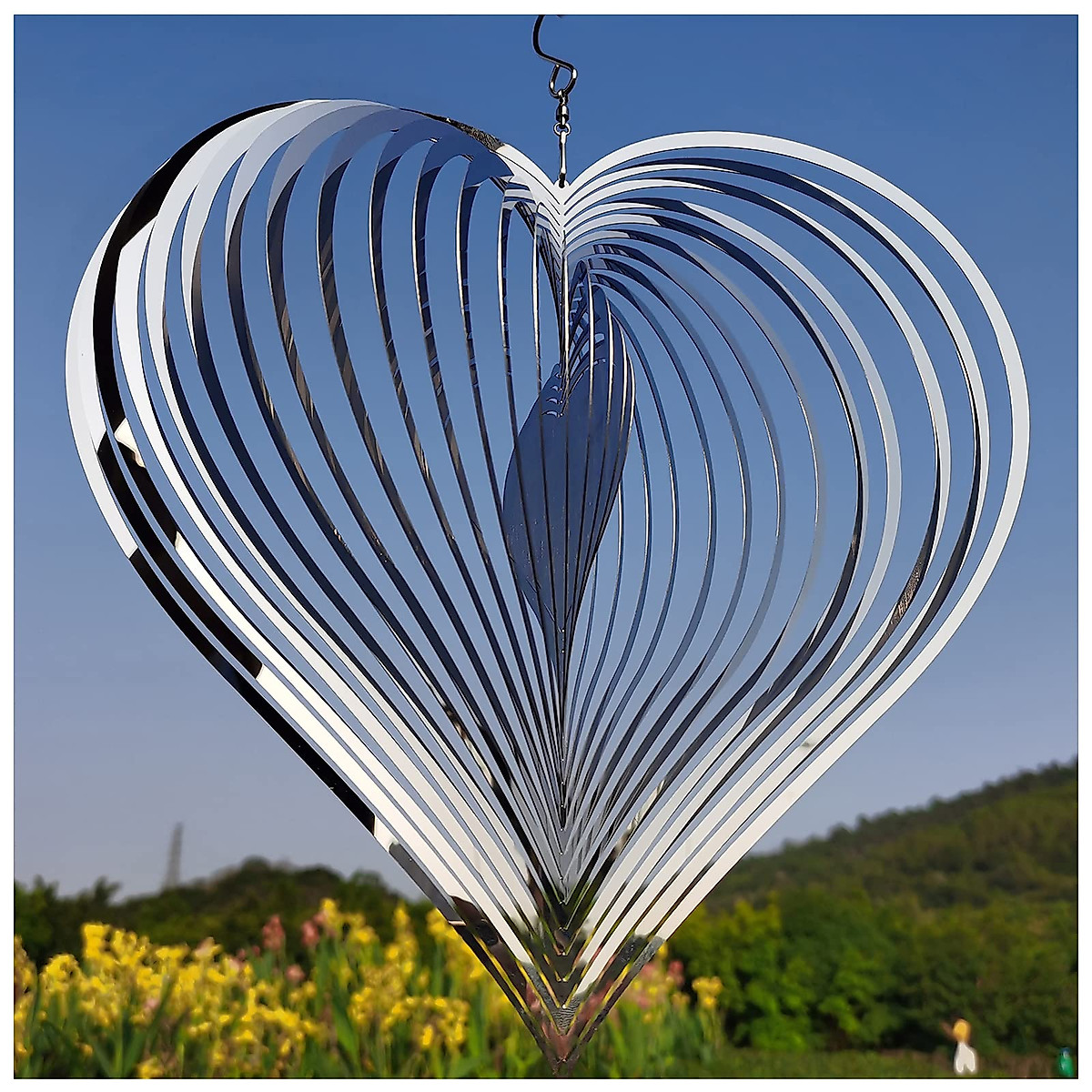 DJUAN Wind Spinners for Yard and Garden Metal Large Hanging Heart and Angel Outdoor Garden Decor