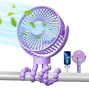 Portable Fan, Stroller Fan 60Hrs 12000mAh Battery Operated Fans USB Rechargeable Small Fan for Bedroom, Desk, Personal Handheld, Clip on Fan for Baby Stroller, Travel, Car Seat, Peloton, Bed, Camping