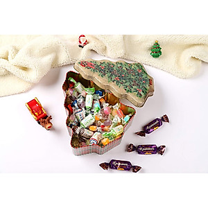YWKXM Christmas Tree-Shape Tin Box Set of 2 Cookie Candy Storage Containers For Holiday Decorative
