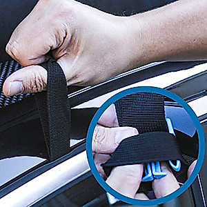WildXplorer Rooftop Cargo Tie Down Hook Straps for Securing Any Car Roof Bag, Cargo Carrier or Car Top Carrier. Attach to Door Frame, No Roof Rack Required. Suitable for a 4 Door Car, SUV, Jeep, Truck