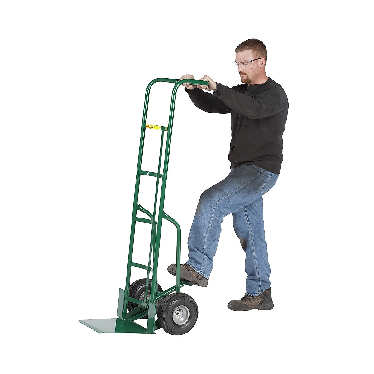 Little Giant TF-370-10P Tall Hand Truck with Foot Kick and Wheel Guards, 10" Pneumatic Wheel, 800 lbs Capacity, 60" Height