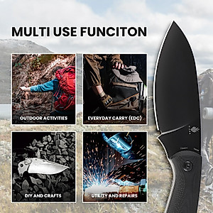 Kizer Baby Fixed Blade Knives with Sheath, 3.9 In Blade Camping Hunting Knife, Full Tang, G10 Handle for Outdoor, EDC -1044C1 (Black G10 handle+154CM blade)