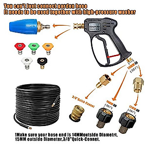EDOU Direct Pressure Washer Short Gun Kit | 5,000 PSI Max Working Pressure | Includes: 3/8" Quick-Connect, 1/4" Quick-Connect M22-15 Hose Connector, 5 Spray nozzles (0°/15°/25°/40°/Soap)