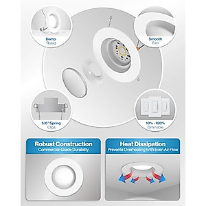 Sunco 4 Pack Retrofit LED Recessed Lighting 6 Inch, 3000K Warm White, Dimmable Can Lights, Smooth Trim, 13W=75W, 965LM, Damp Rated - UL Certified