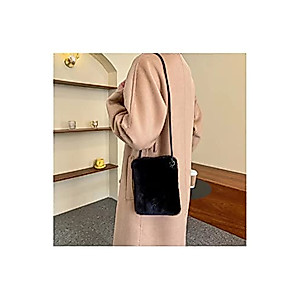 Ulisty Women Autumn Winter Small Plush Cellphone Bag Mini Fluffy Tote Bag Shoulder Bag Handbag Crossbody Bag brown