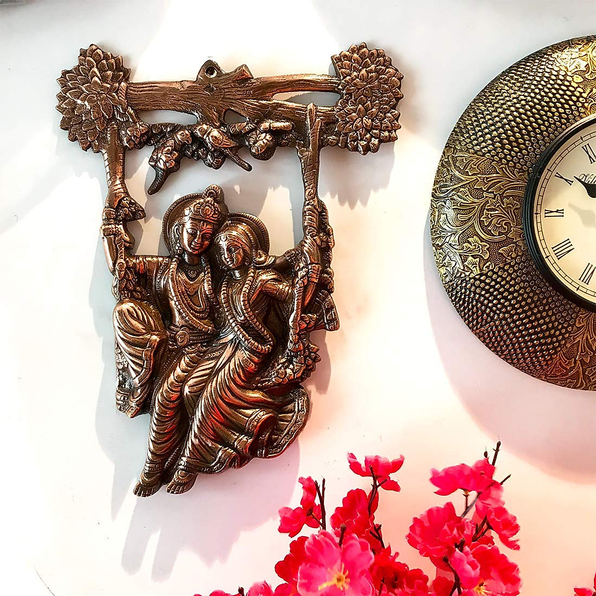 Generic Bhuvika Radha Krishna Jhula Wall Hanging 14 5 Inch Height for Wall Decor Home Decor and Gifts Gold