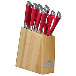 Cuisinart C77SS-11PRDGR 11-Piece Arista Collection Cutlery Stainless Steel Knife Block Set, Red