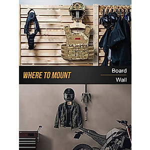 OneTigris Tactical Gear Wall Mount, Police Gear Rack with Helmet Stand Plate Carrier Hanger, Wall Organizer for Motorcycle Football Cycling Gear