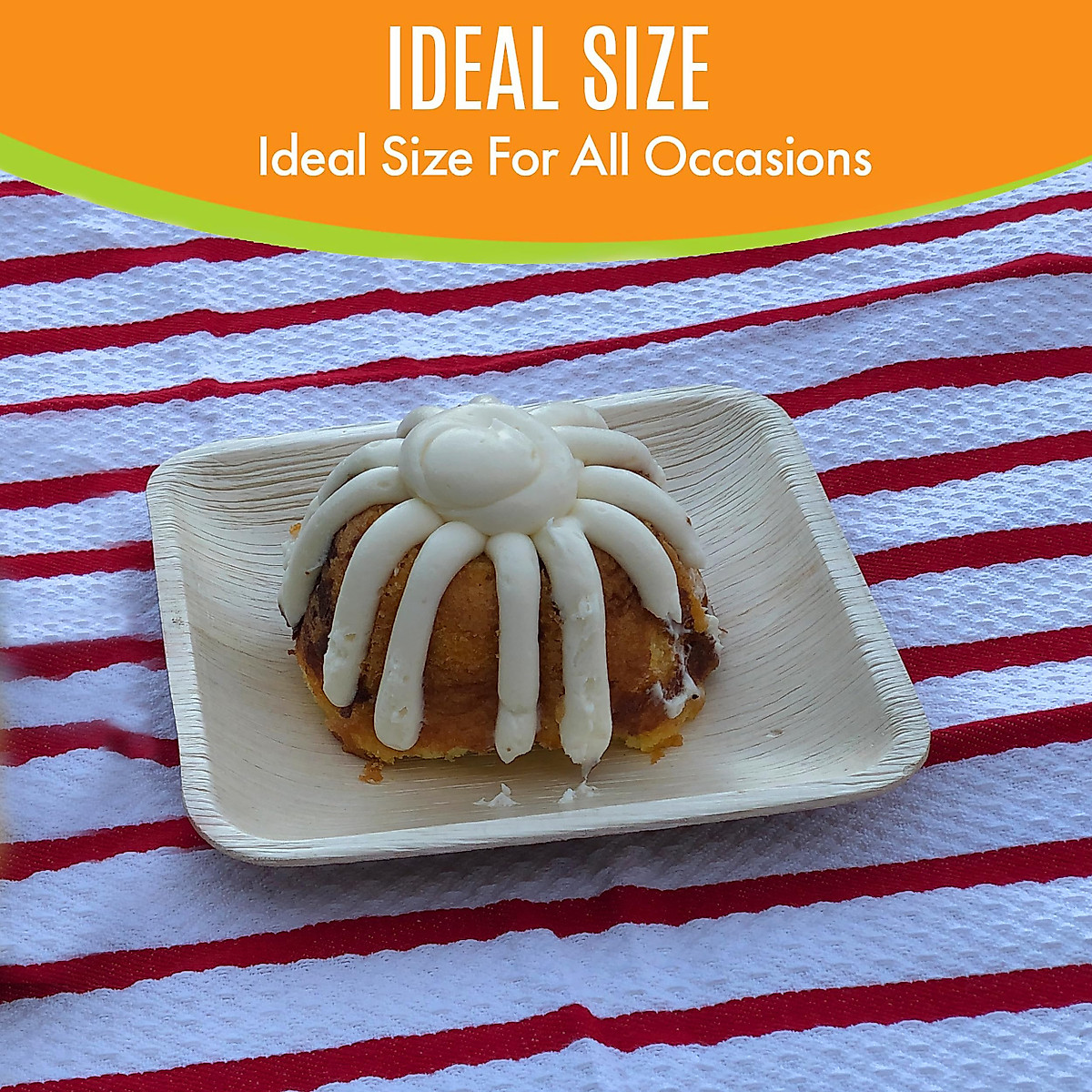 Raj Eco Compostable Palm Leaf Plates Like Bamboo Plates Disposable - 6 Inch Square 50 Party Plates, Natural Wooden, Eco-Friendly, Fancy Biodegradable & Disposable Dessert Appetizer Plates