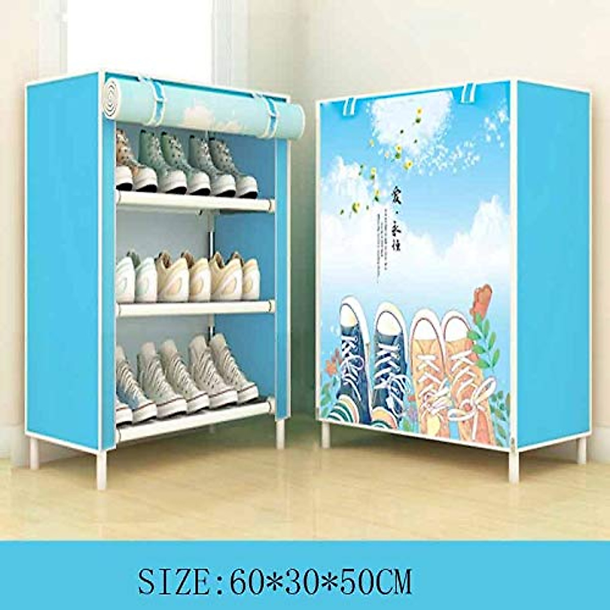ANMMBER Simple Shoe Rack Multi-Layer Dust-Proof Household Shoe Rack Dust Resistance Lattices Non-Woven Fabric Shoe Rack (Color : D)