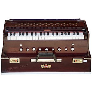 Harmonium BINA No.17 Delux, Folding Portable Version, Special Double Reed, Safri, Kirtan, 9 Stops, 3-1/2 Octaves, Rosewood Color Model 17DX