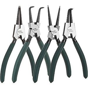 4 Piece 7 Inch Internal/External Snap Ring Pliers Set Heavy Duty Circlip Pliers Kit Straight/Bent Jaw Pliers for Ring Remover Retaining and Remove Hoses