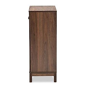 Baxton Studio Nissa Walnut Brown Finished Wood 2-Door Shoe Storage Cabinet