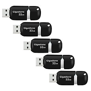 Gigastone V10 64GB 2-Pack USB 2.0 Flash Drive Thumb Drive Memory Stick Pen Drive Capless Retractable Design (Blue&Orange)