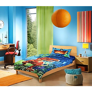 Toy To Enjoy Complete 4-Piece Toddler Dinosaur Bedding Set Premium Microfiber Set with Comforter, Top Sheet, Fitted Sheet & Pillowcase- Crib & Toddler Mattress Dino Sheet Set for Boys and Girls