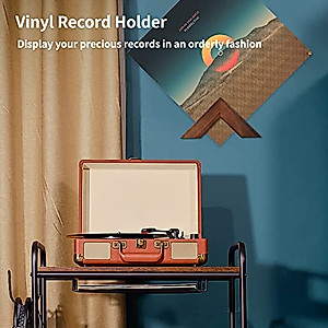 TIMCORR Vinyl Record Holder Set : Vinyl Wall Mount for Record Display, Pine Wood Album Shelf with Sticky Transparent Tapes Hanging on the Wall (Pine Wood Set of 4)