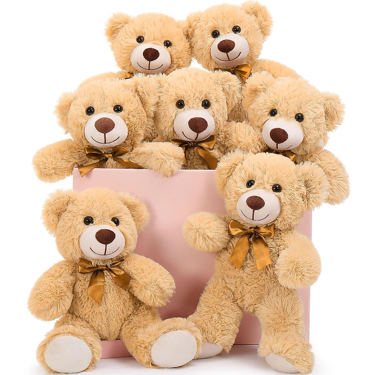 MaoGoLan 3 Pieces Bulk Teddy Bears Stuffed Animals Baby Shower, Soft Small Stuffed Teddy Bears in Bulk, 13.5" Cuddly Mini Teddy Bears Centerpiece,Wedding,Party,Engagement