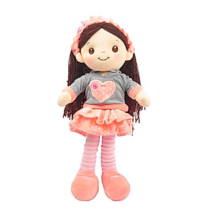 Linzy Toys, Peach 16" Jane Rag Doll, Sleeping Cuddle Buddy for Toddlers, Infants and Babies, Muñecas de trapo para niña, First Doll for Kids, Safe for All Ages.