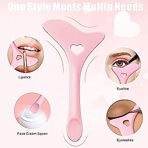 Idefair Eyeliner Stencils 2Pcs Reusable Silicone Eyeliner Eyeshadow Tool Applicators Guide Quick Eyeliner Stencils for Eyes Wing Multifunctional Mascara Shield Eye Makeup Lipstick Tool Brushes(Pink)