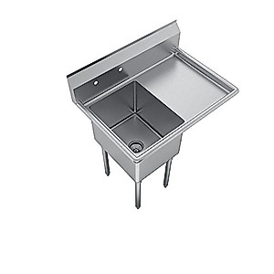 Elkay Dependabilt Stainless Steel 38-1/2" x 29-13/16" x 43-3/4" 16 Gauge One Compartment Sink w/ 18" Right Drainboard and Stainless Steel Legs