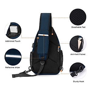 MOSISO Sling Backpack Bag, Crossbody Shoulder Bag Travel Hiking Daypack Chest Bag with Front Square Pocket&USB Charging Port, Teal Green