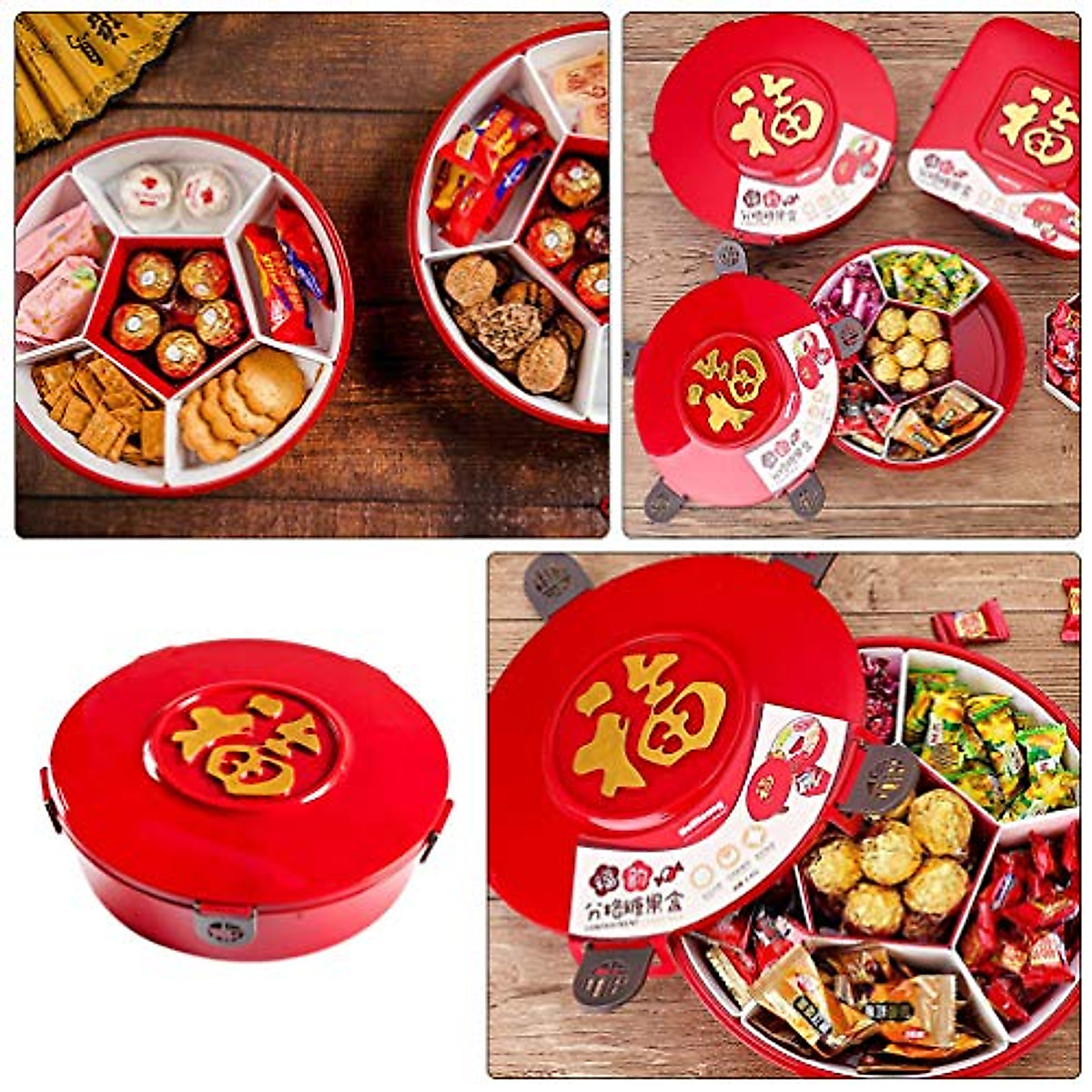 Yardwe Compartment Snack Serving Tray Appetizer Tray Serving Plates Dishes Tradional Chinese Wedding 2021 New Year Spring Festival Tableware